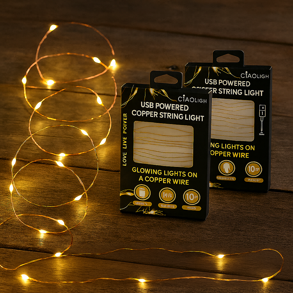 2-Pack 10-Ft USB Powered Indoor/Outdoor LED Copper Wire String Light ...
