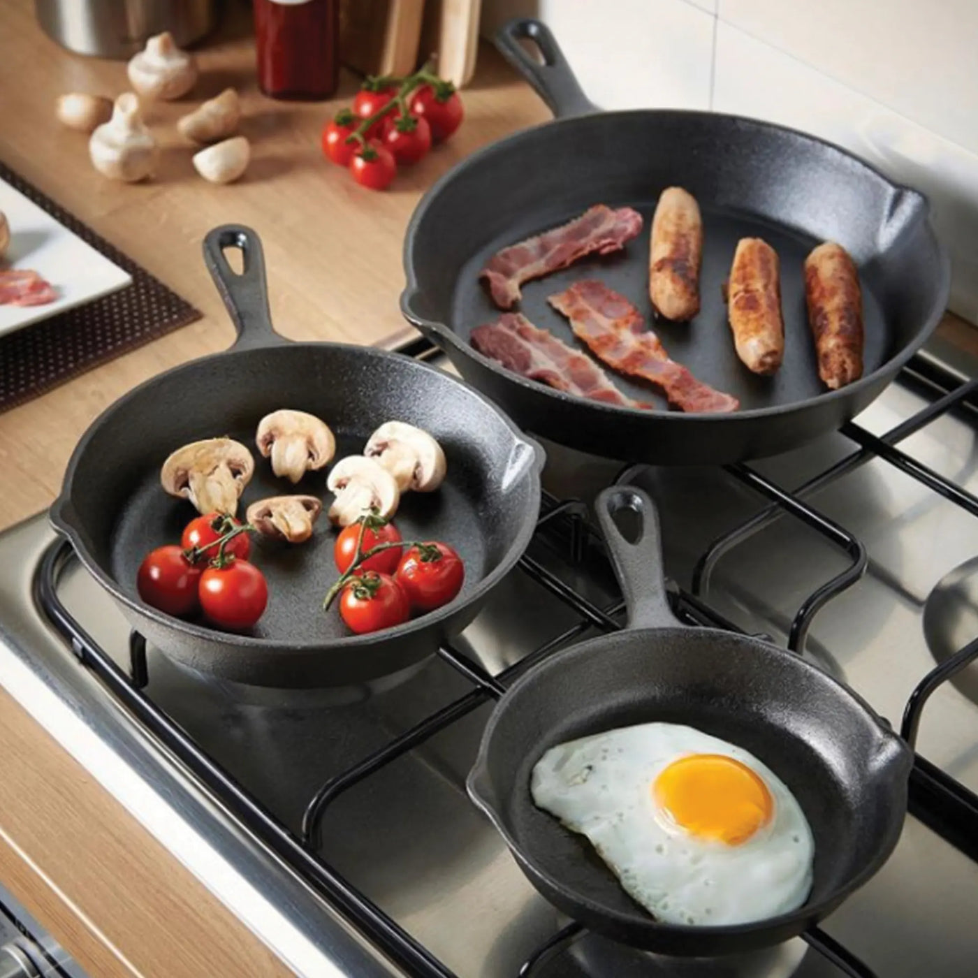Jim Beam Cast Iron 3 Piece Skillet Set – Infinite Basics