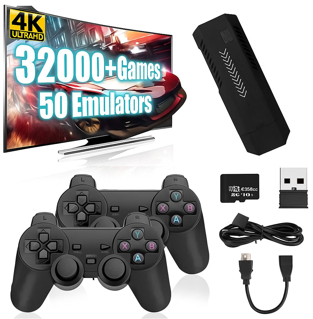 Retro 4K HDMI Game Stick – 30K+ Games with 2 Wireless Controllers ...